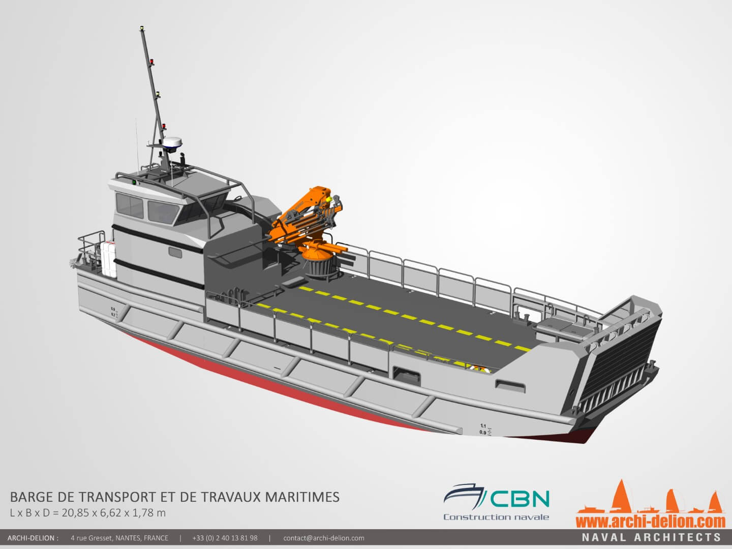 Une barge de 20m transport de fret Bretagne Nord, travaux maritimes