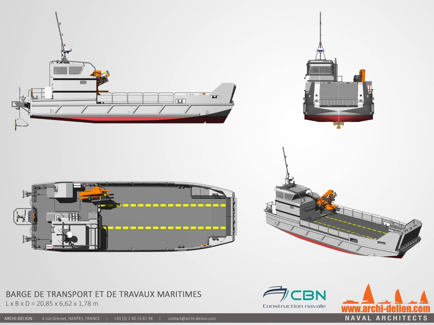 Une barge de 20m transport de fret Bretagne Nord, travaux maritimes